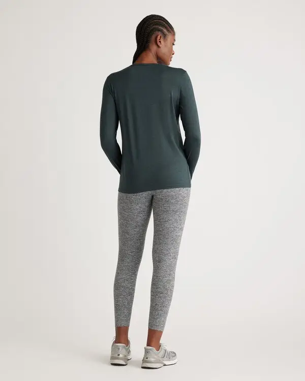 Quince Flowknit Breeze Long Sleeve Top - Heather Green
