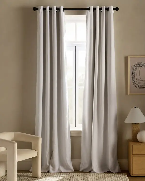 Quince European Linen Grommet Room Darkening Curtain - White