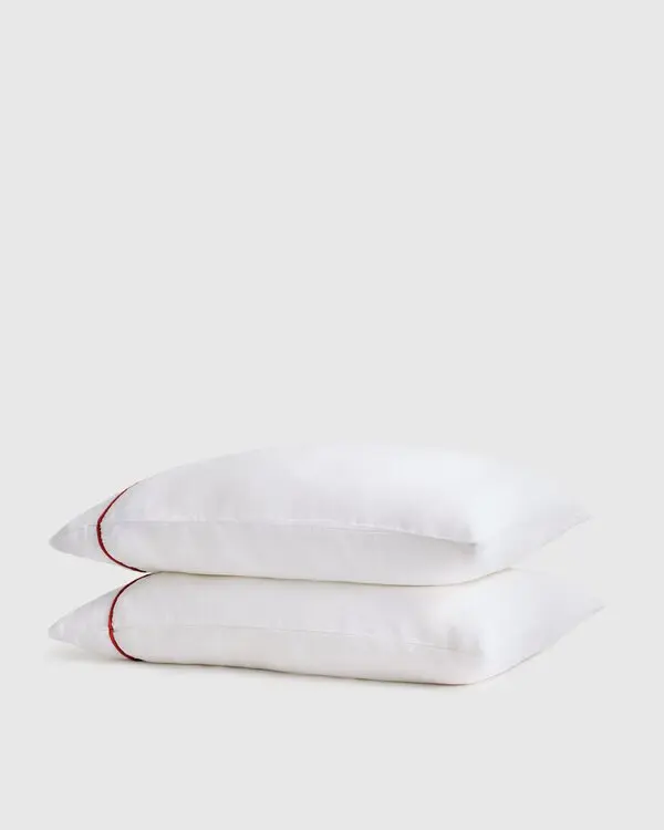 Quince European Linen Piped Sheet Set - White/cherry