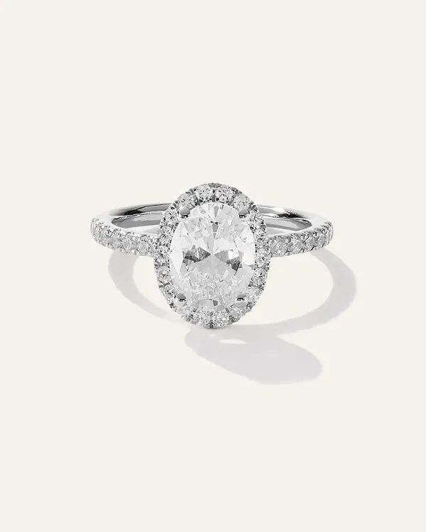 Quince Lab Grown Diamond Oval Halo Pave Engagement Ring 1.50ct - Platinum