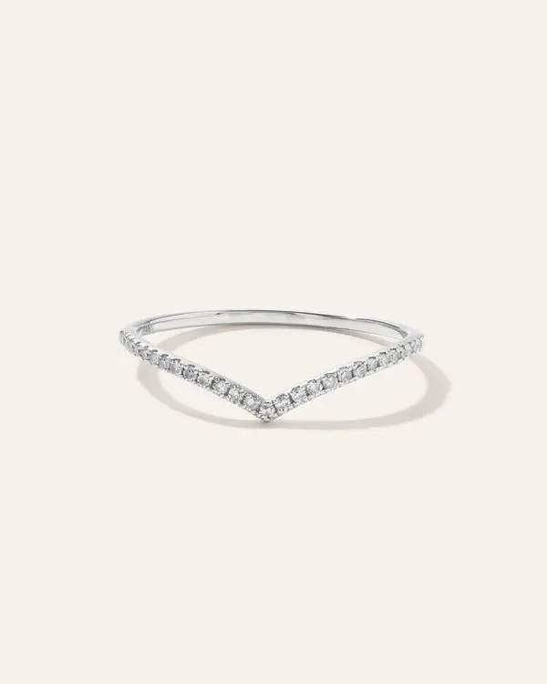 Quince 14k Gold Pave Diamond Wishbone Ring - White Gold