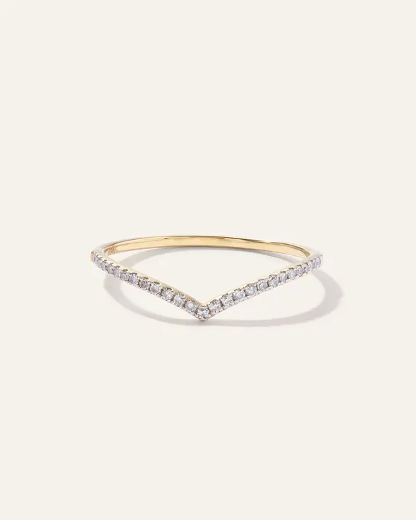Quince 14k Gold Pave Diamond Wishbone Ring - Yellow Gold