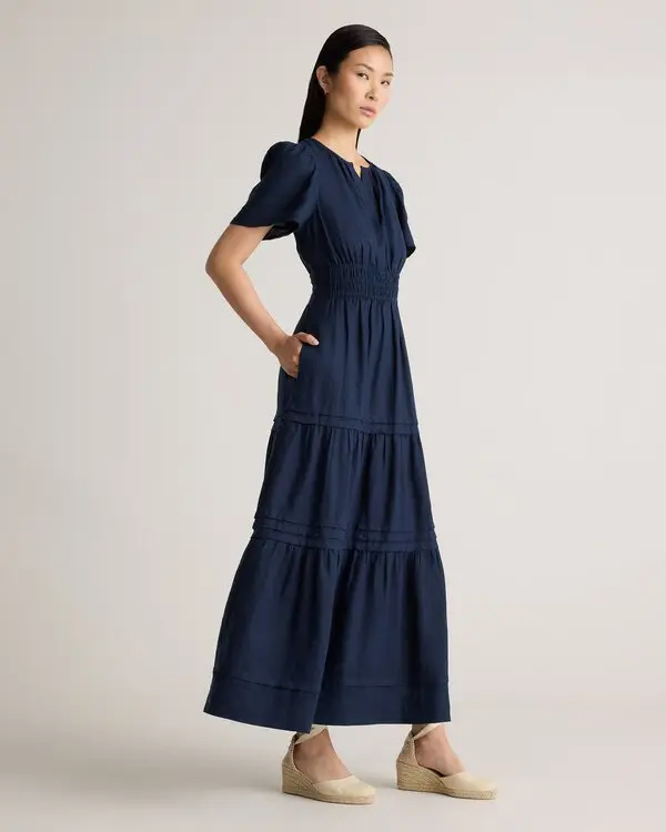 Quince European Linen Maxi Dress - Deep Navy