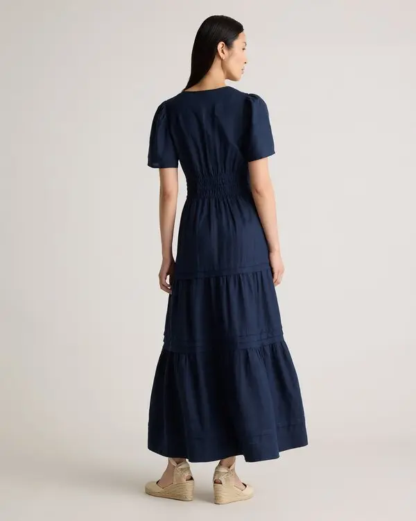Quince European Linen Maxi Dress - Deep Navy