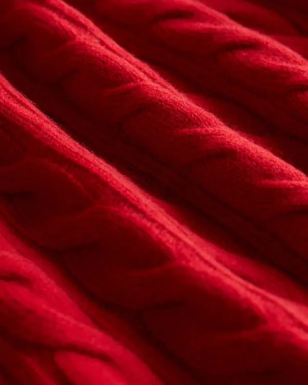 Quince Cashmere Shrunken Cable Crewneck Sweater - Varsity Red