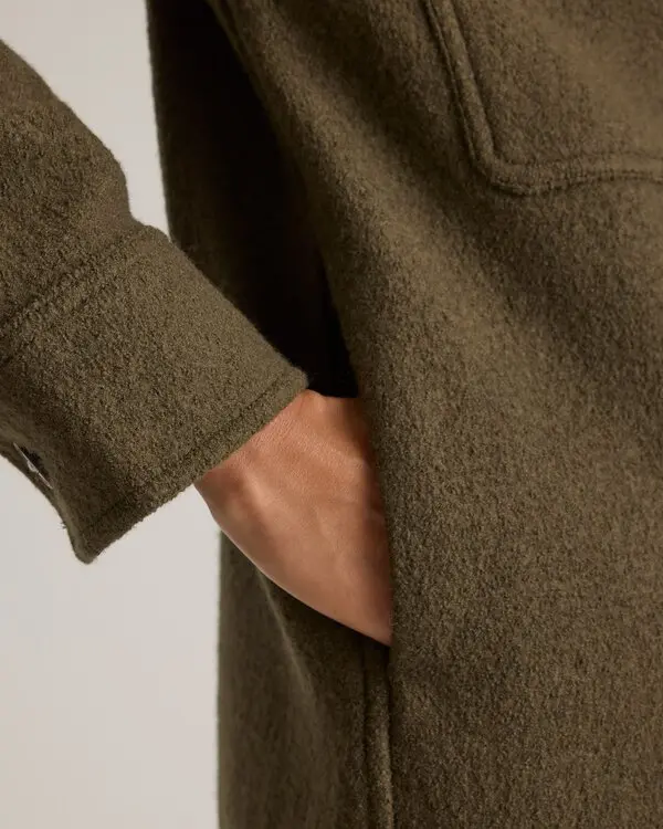 Quince 100% Merino Wool Long Shirt Jacket - Olive Grove
