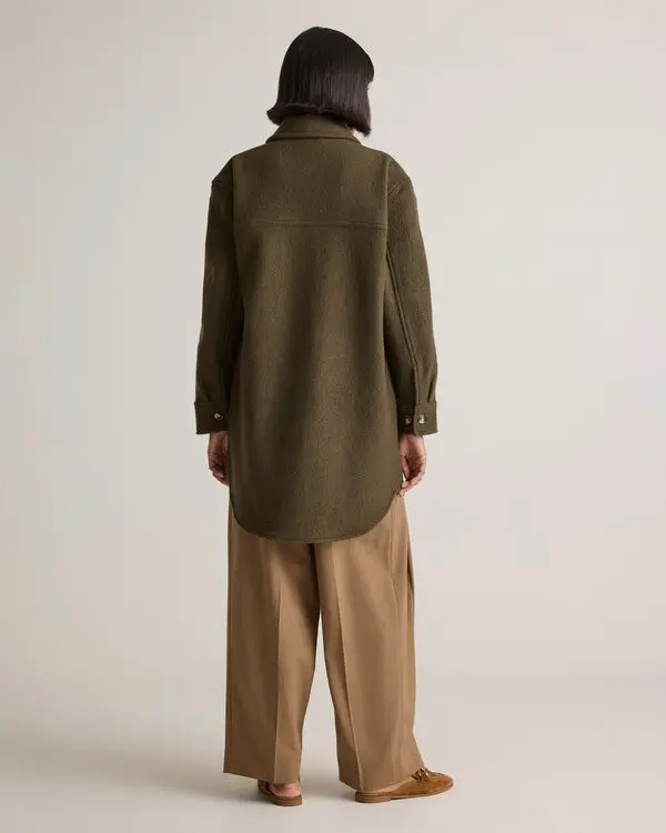 Quince 100% Merino Wool Long Shirt Jacket - Olive Grove