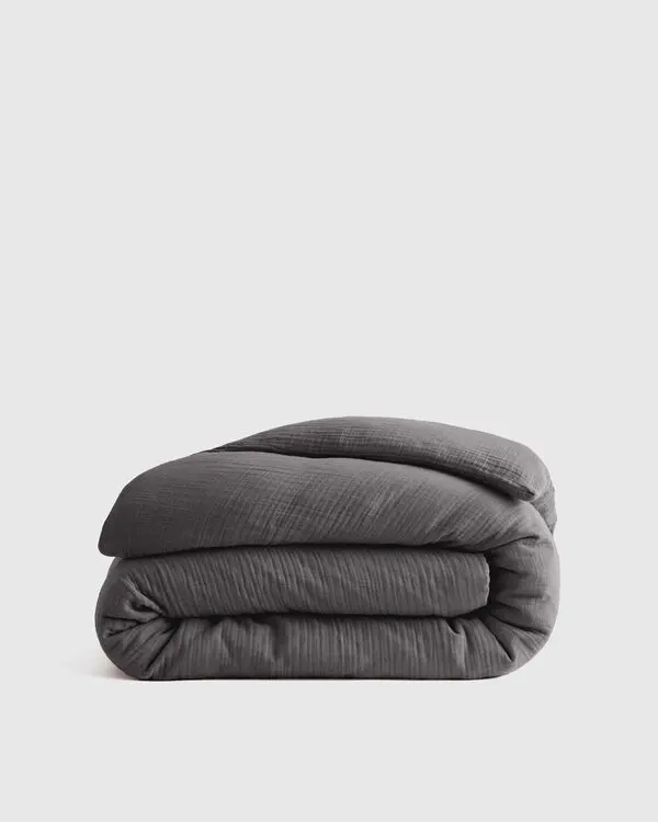 Quince Organic Airy Gauze Duvet Cover - Charcoal
