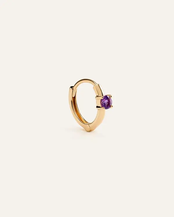 Quince 14k Gold Gemstone Mini Hoop Earring - Amethyst