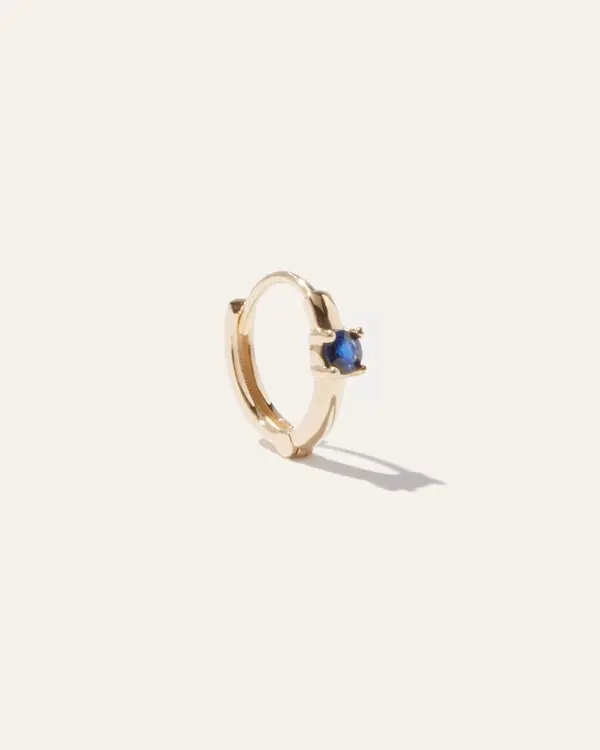Quince 14k Gold Gemstone Mini Hoop Earring - Blue Sapphire