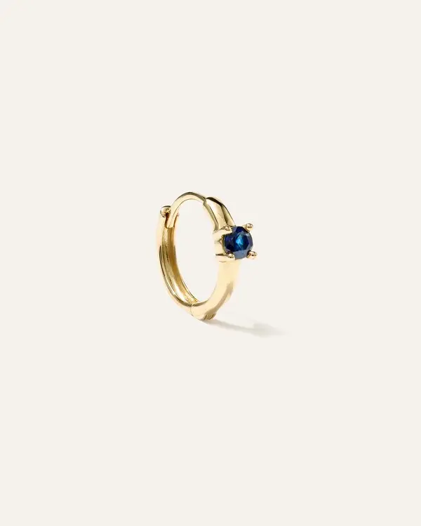 Quince 14k Gold Gemstone Mini Hoop Earring - Blue Sapphire