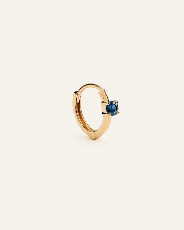 Quince 14k Gold Gemstone Mini Hoop Earring - Blue Sapphire