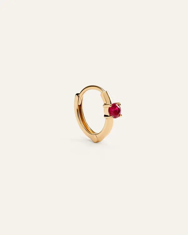 Quince 14k Gold Gemstone Mini Hoop Earring - Ruby