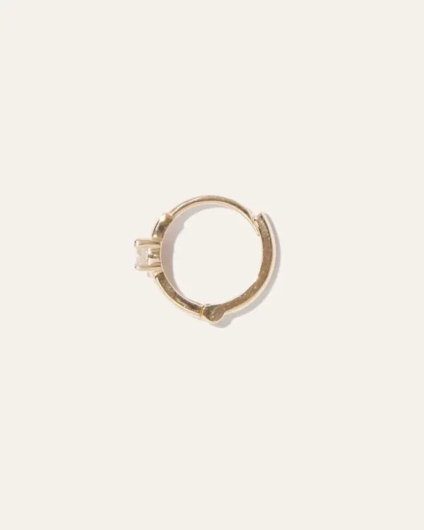 Quince 14k Gold Gemstone Mini Hoop Earring - White Sapphire