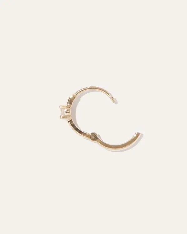 Quince 14k Gold Gemstone Mini Hoop Earring - White Sapphire