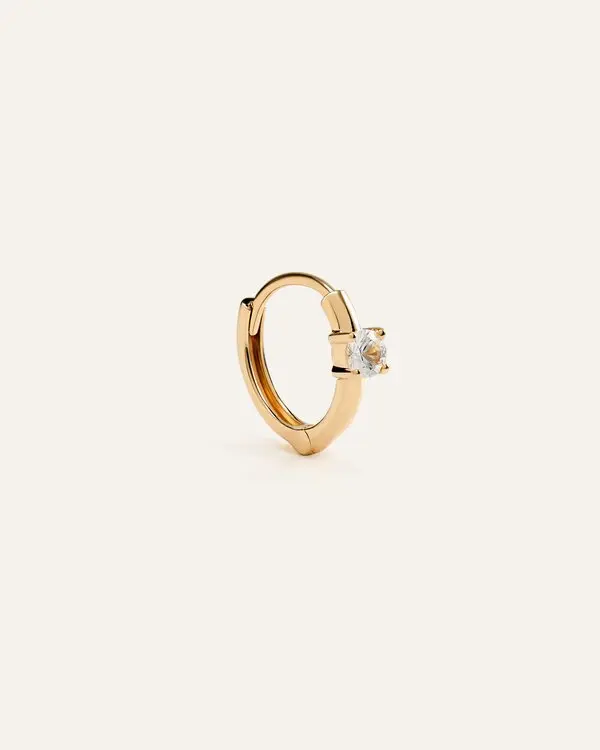 Quince 14k Gold Gemstone Mini Hoop Earring - White Sapphire