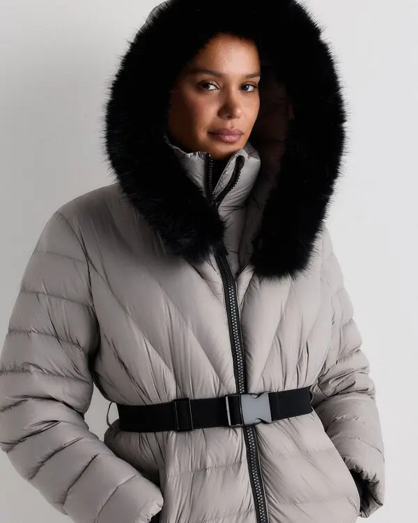 Quince Belted Puffer Coat - Morel Grey