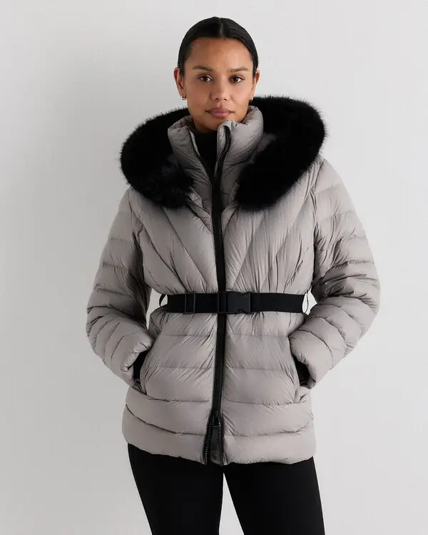 Quince Belted Puffer Coat - Morel Grey