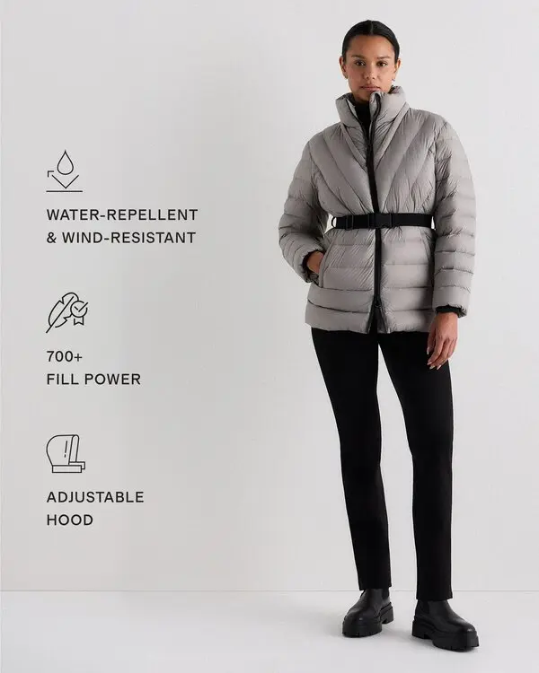 Quince Belted Puffer Coat - Morel Grey