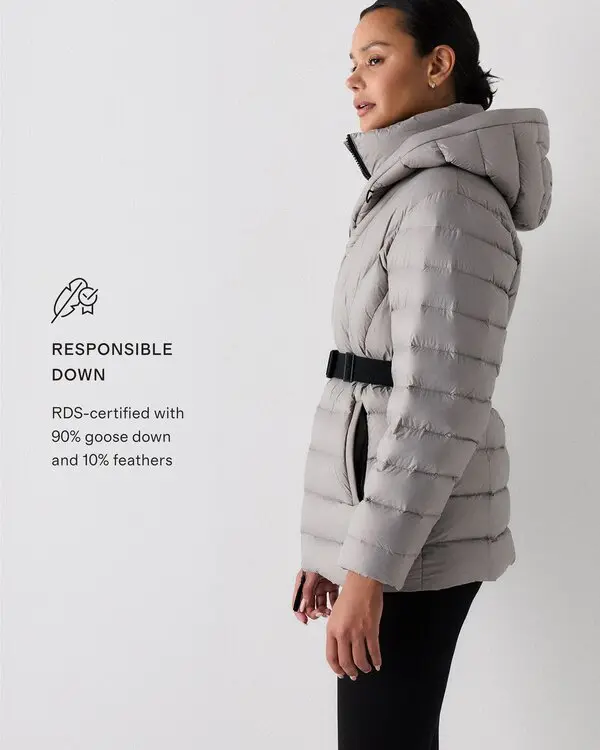Quince Belted Puffer Coat - Morel Grey