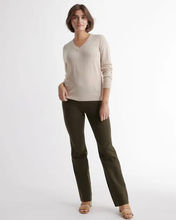 Quince Ultra-stretch Ponte Bootcut Pants - Olive