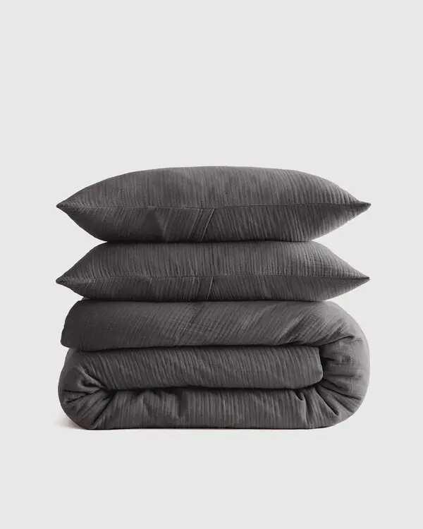 Quince Gauze Duvet Cover Set - Charcoal