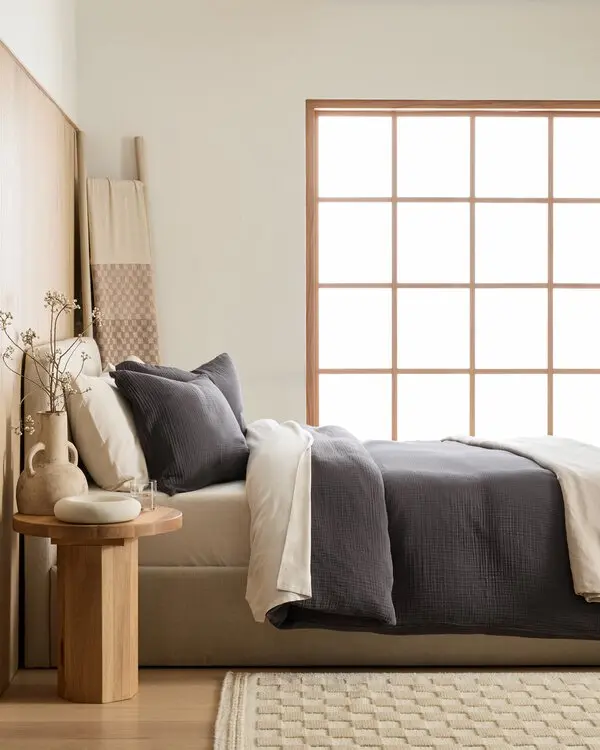 Quince Gauze Duvet Cover Set - Charcoal