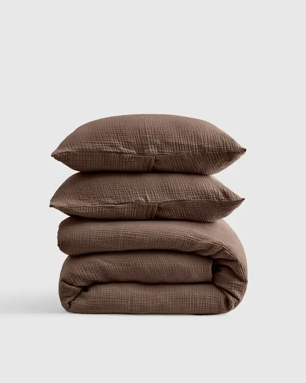 Quince Gauze Duvet Cover Set - Chocolate