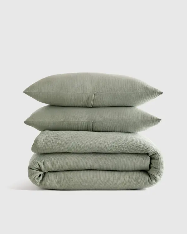 Quince Gauze Duvet Cover Set - Dried Sage