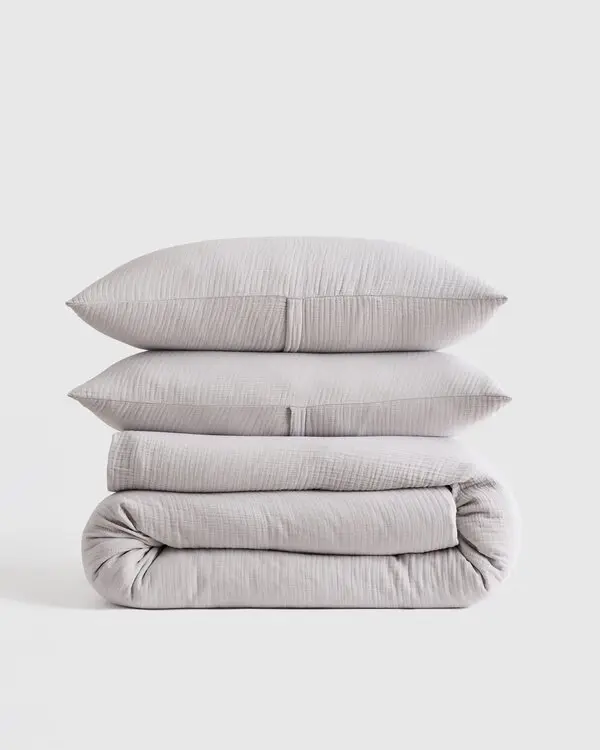 Quince Gauze Duvet Cover Set - Light Grey