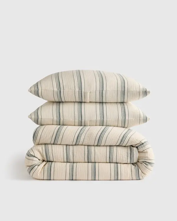 Quince Gauze Duvet Cover Set - Ocean Stripe