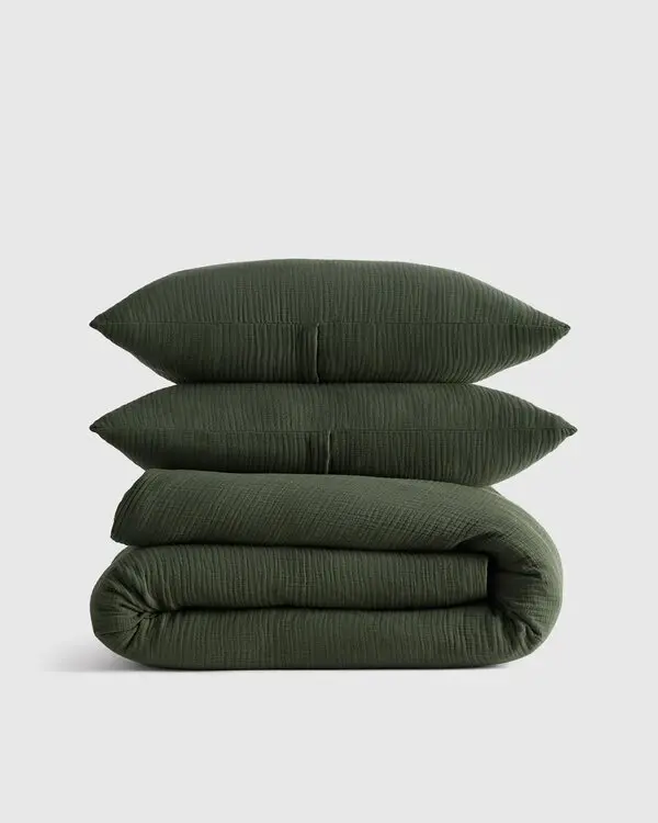 Quince Gauze Duvet Cover Set - Pine