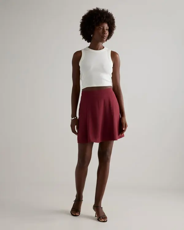 Quince Lightweight Crepe A-line Mini Skirt - Maroon