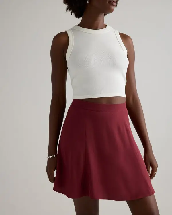 Quince Lightweight Crepe A-line Mini Skirt - Maroon