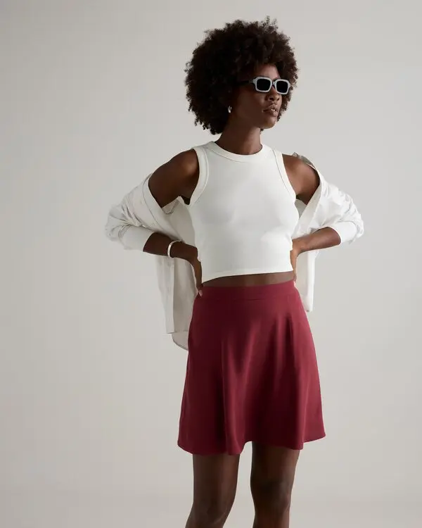 Quince Lightweight Crepe A-line Mini Skirt - Maroon