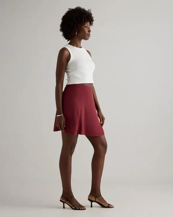 Quince Lightweight Crepe A-line Mini Skirt - Maroon