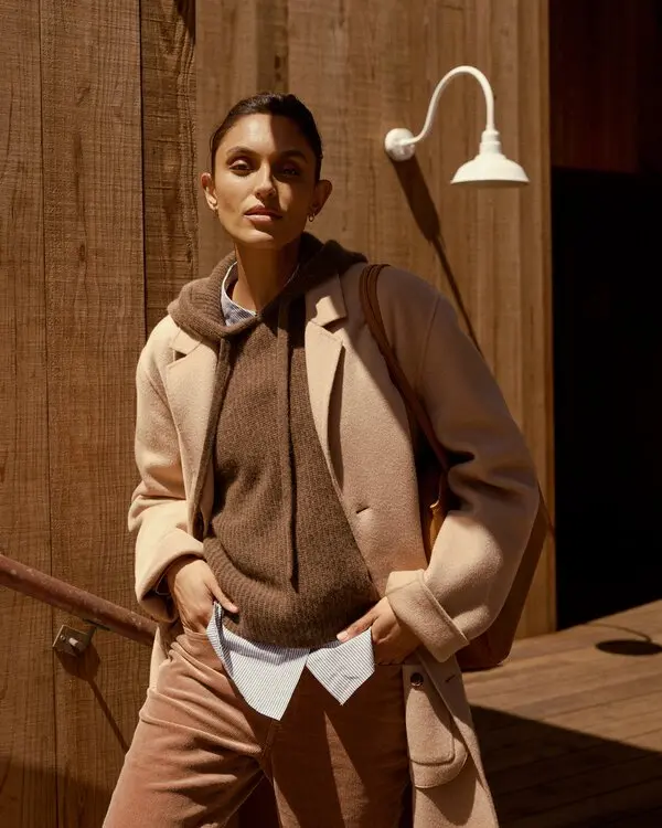Quince 100% Mongolian Cashmere Double-faced Wrap Coat - Camel