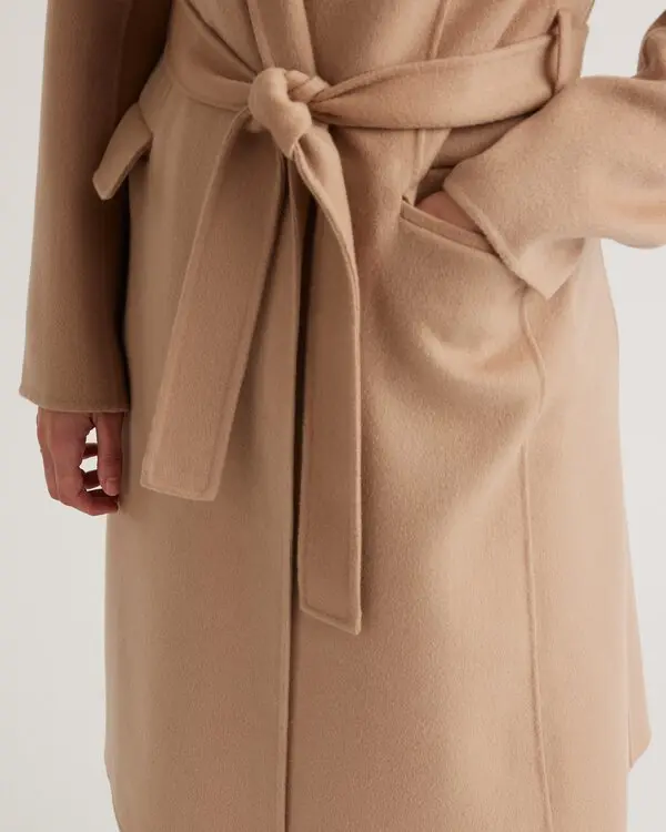 Quince 100% Mongolian Cashmere Double-faced Wrap Coat - Camel