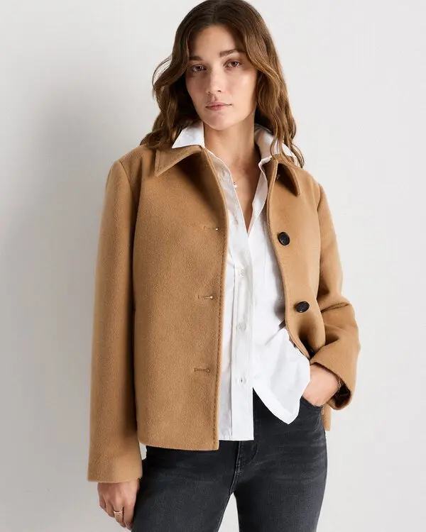 Quince Wool Cashmere Short Coat - Caramel