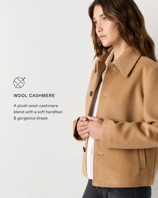 Quince Wool Cashmere Short Coat - Caramel