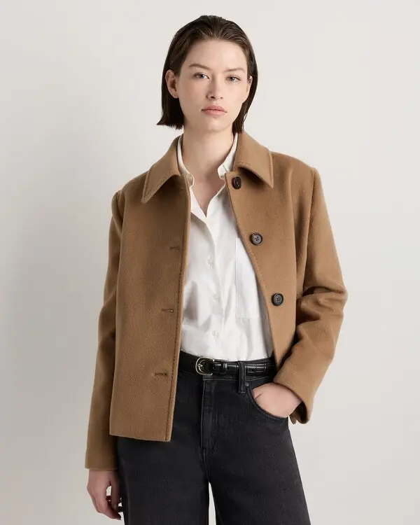Quince Wool Cashmere Short Coat - Mocha Brown