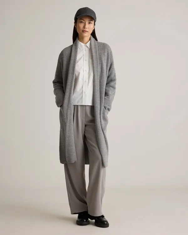 Quince Australian Merino Wool Duster Cardigan - Heather Grey