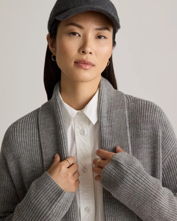 Quince Australian Merino Wool Duster Cardigan - Heather Grey
