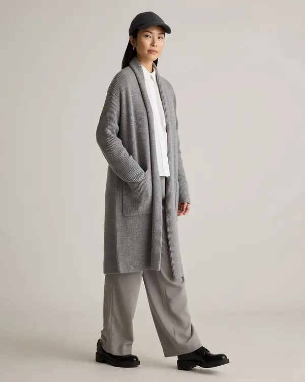 Quince Australian Merino Wool Duster Cardigan - Heather Grey