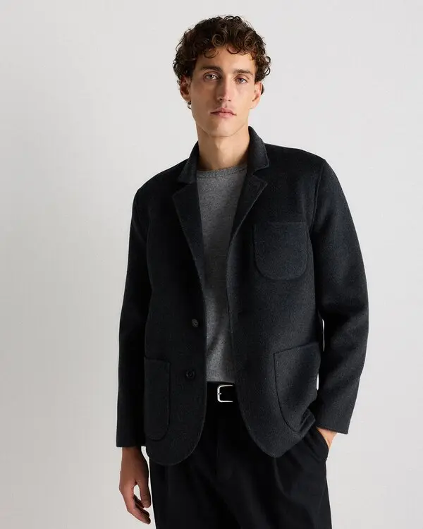Quince 100% Mongolian Cashmere Double-faced Chore Blazer - Heather Charcoal