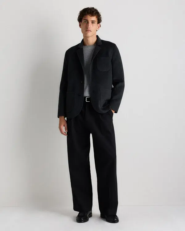 Quince 100% Mongolian Cashmere Double-faced Chore Blazer - Heather Charcoal