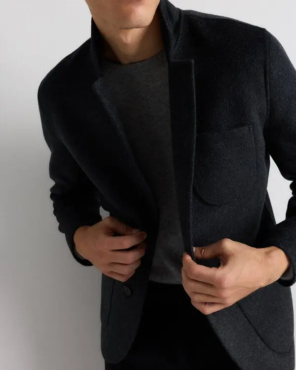 Quince 100% Mongolian Cashmere Double-faced Chore Blazer - Heather Charcoal