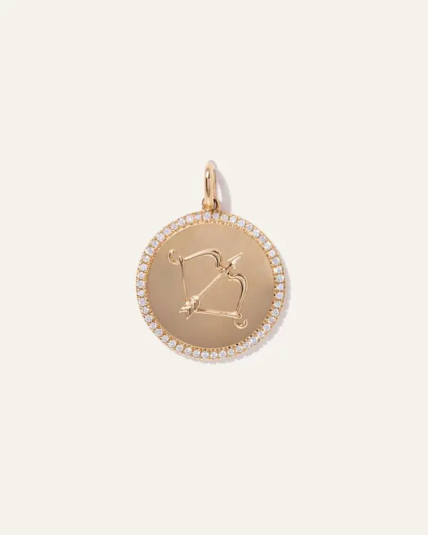 Quince 14k Gold Pave Zodiac Medallion Charm - Yellow Gold