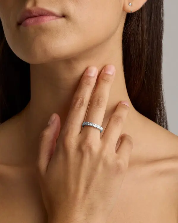 Quince Lab Grown Diamond Emerald Bezel Eternity Band Ring - White Gold