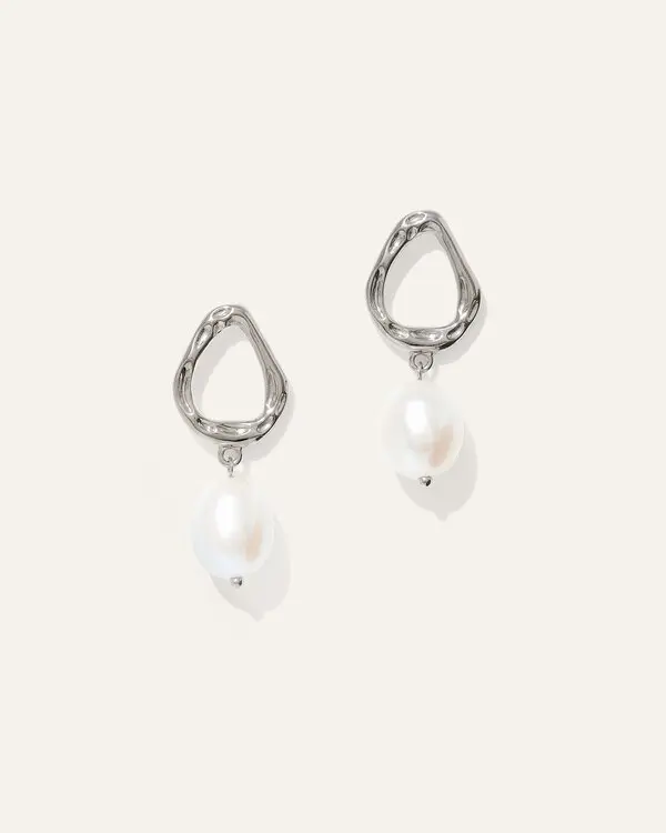 Quince Freshwater Cultured Pearl Sculptural Drop Earrings - Sterling Silver